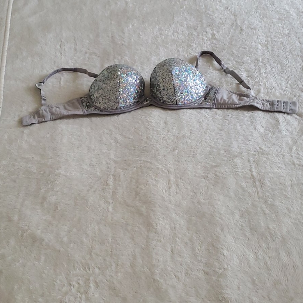 Silver,Glitter Bra - Gem
